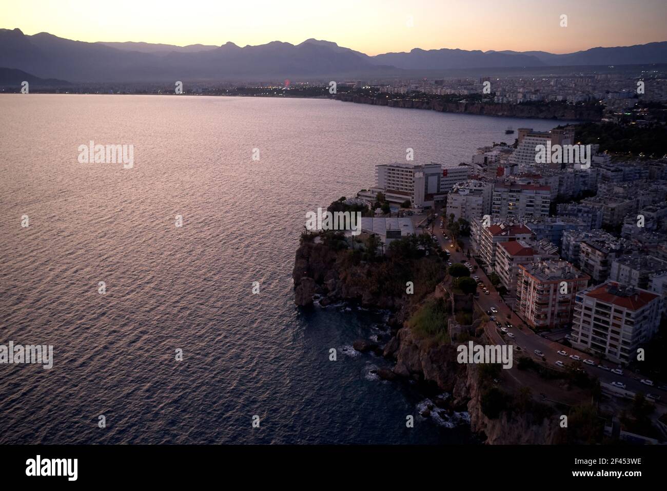 Aerial view of sea coastline near the city buildings Stock Photo - Alamy