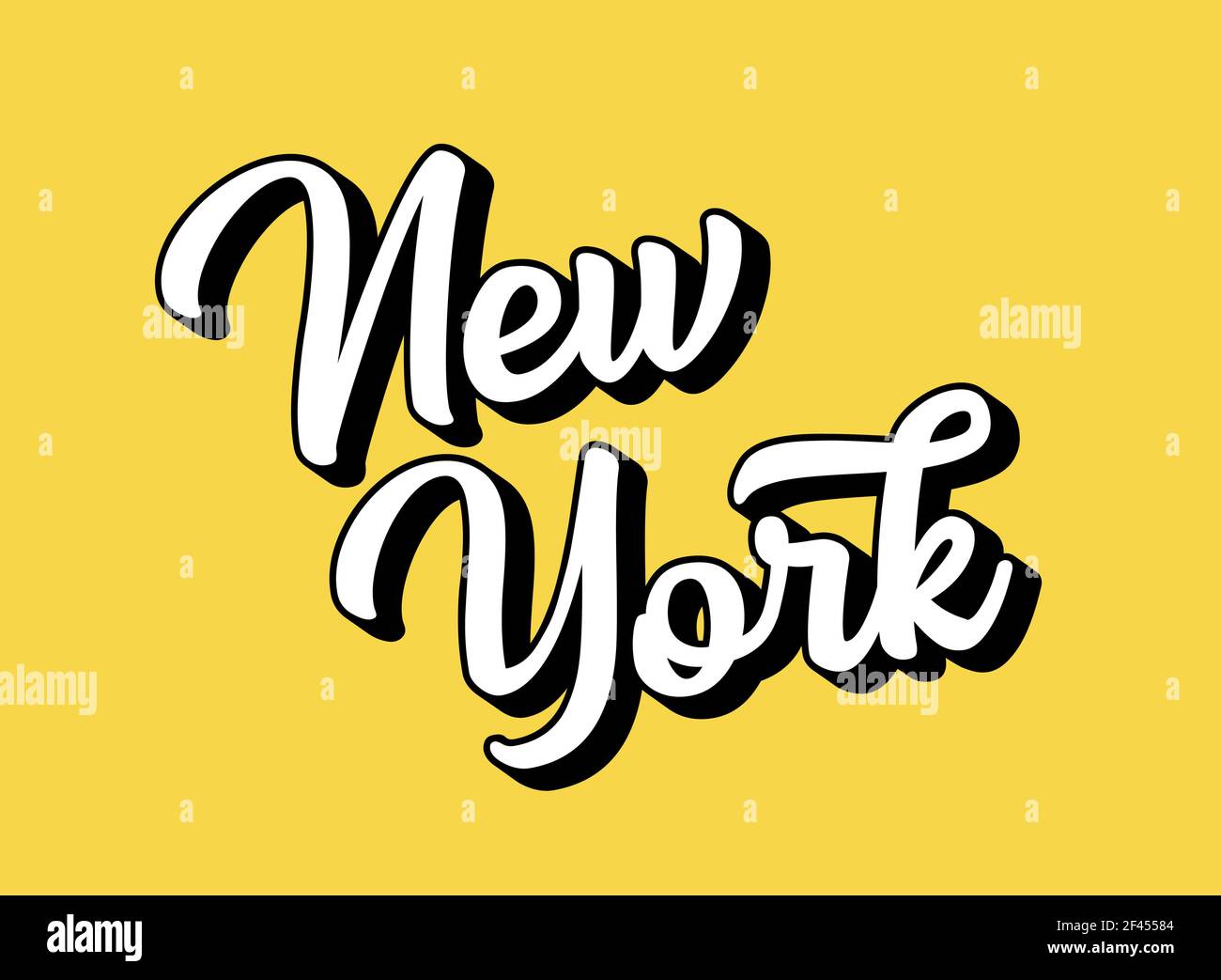 Hand sketched NEW YORK text. 3D vintage, retro lettering for poster ...
