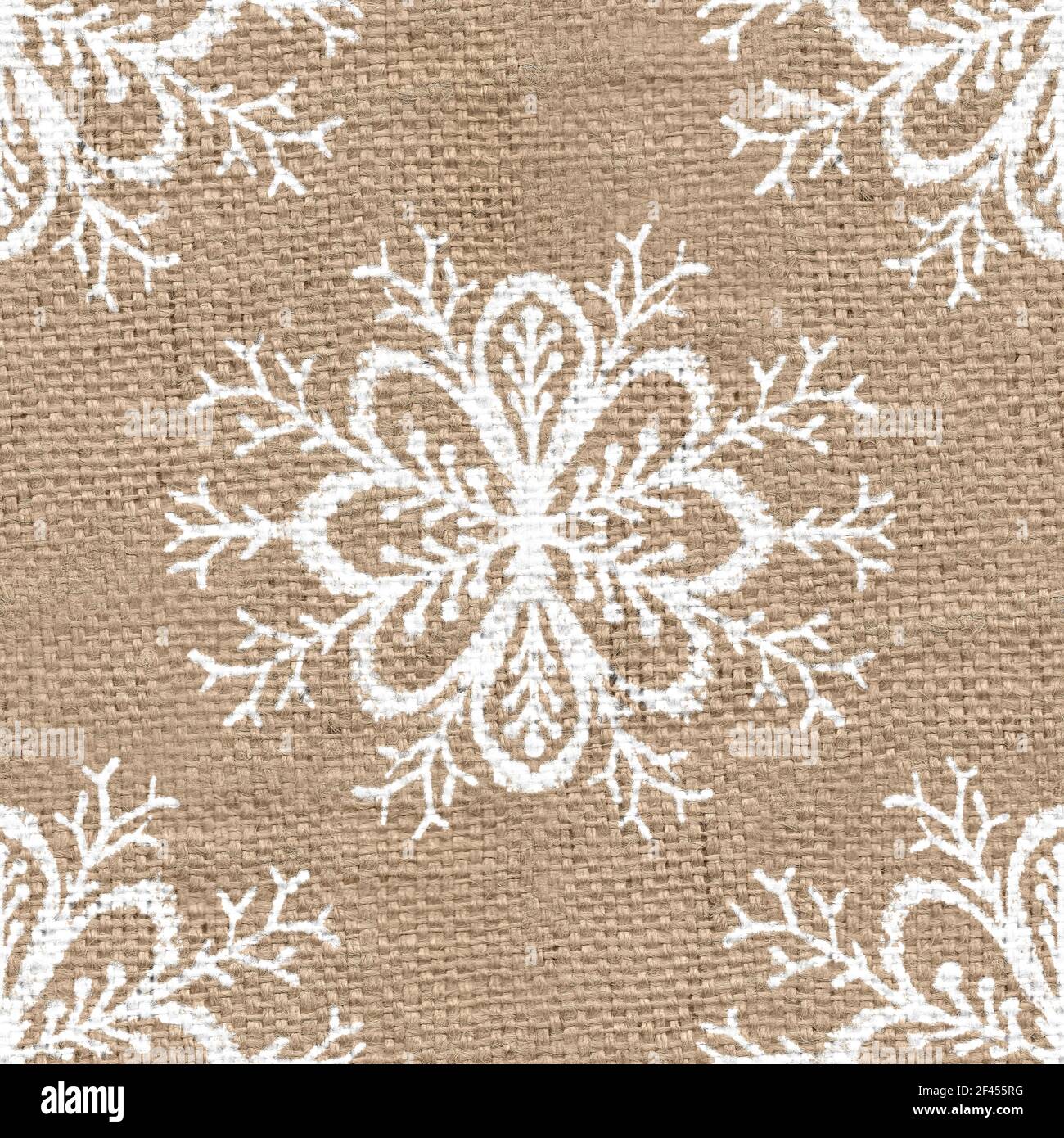 Seamless burlap with white paint pattern overlay Stock Photo - Alamy