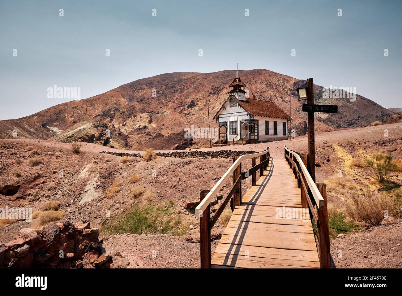 A scenic shot of the school in Calico Ghost Town, California USA Stock ...