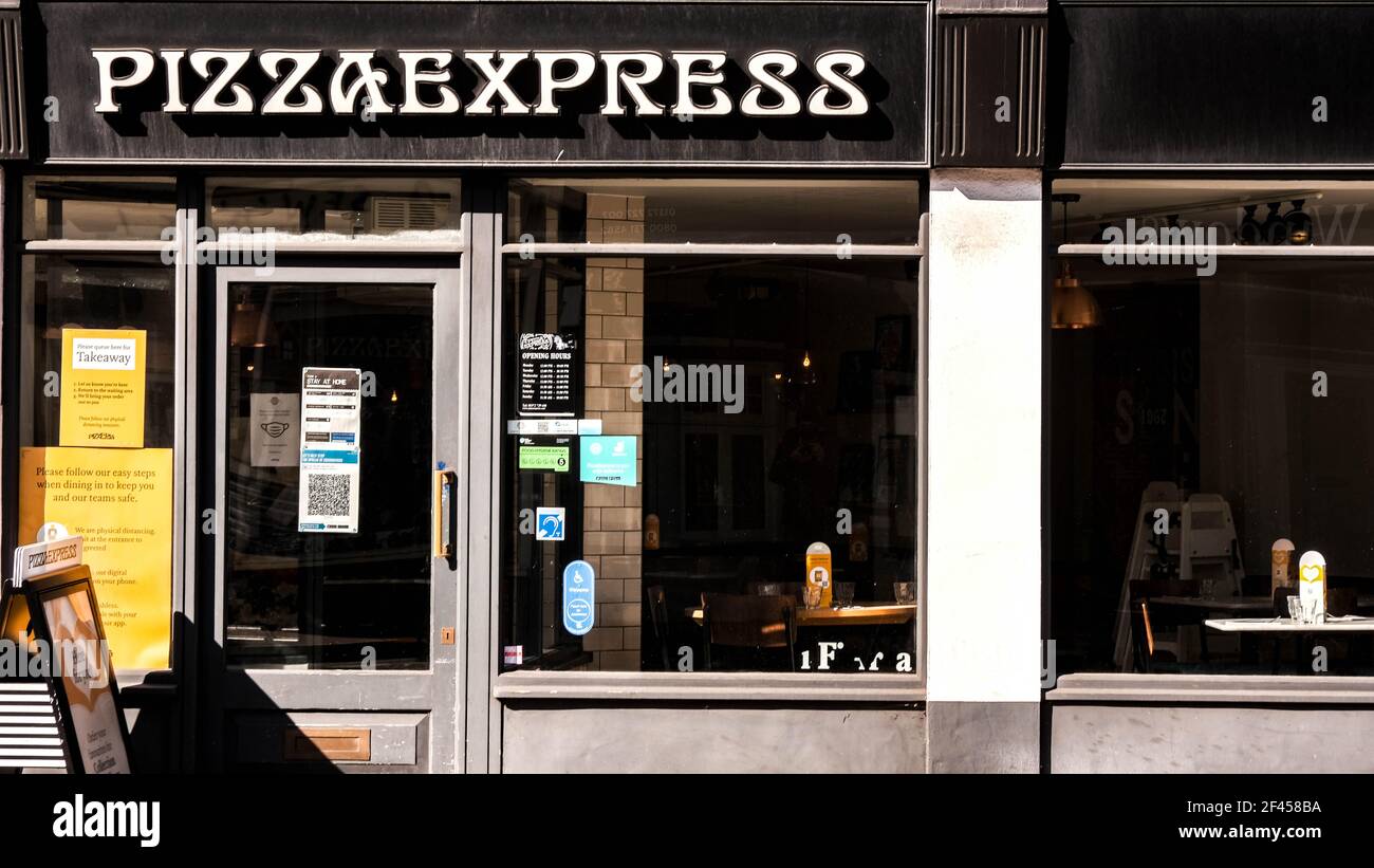 London UK, March 19 2021, Pizza Express Restuarant Serving Home ...