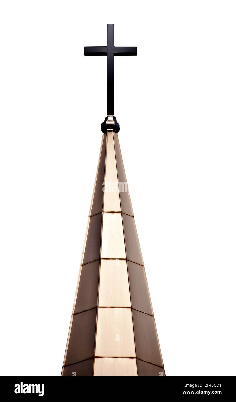 Metal church steeple with a cross Stock Photo - Alamy