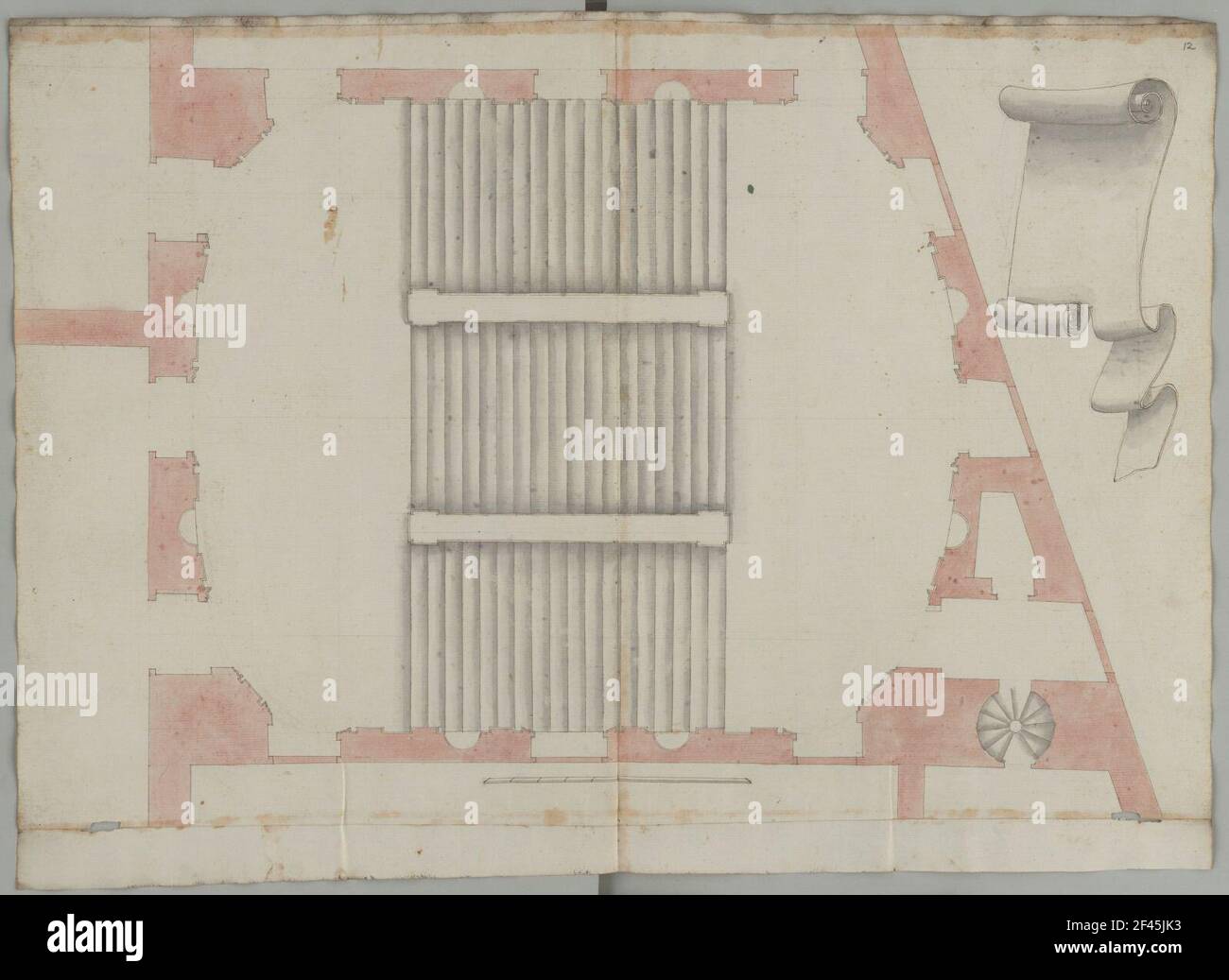 Staircase with triangular stairs, floor plan Stock Photo - Alamy