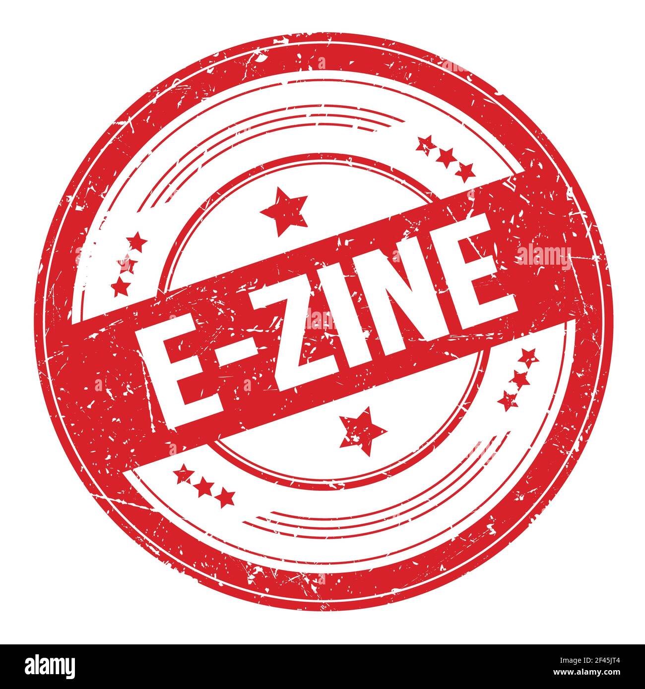 E-ZINE text on red round grungy texture stamp Stock Photo - Alamy