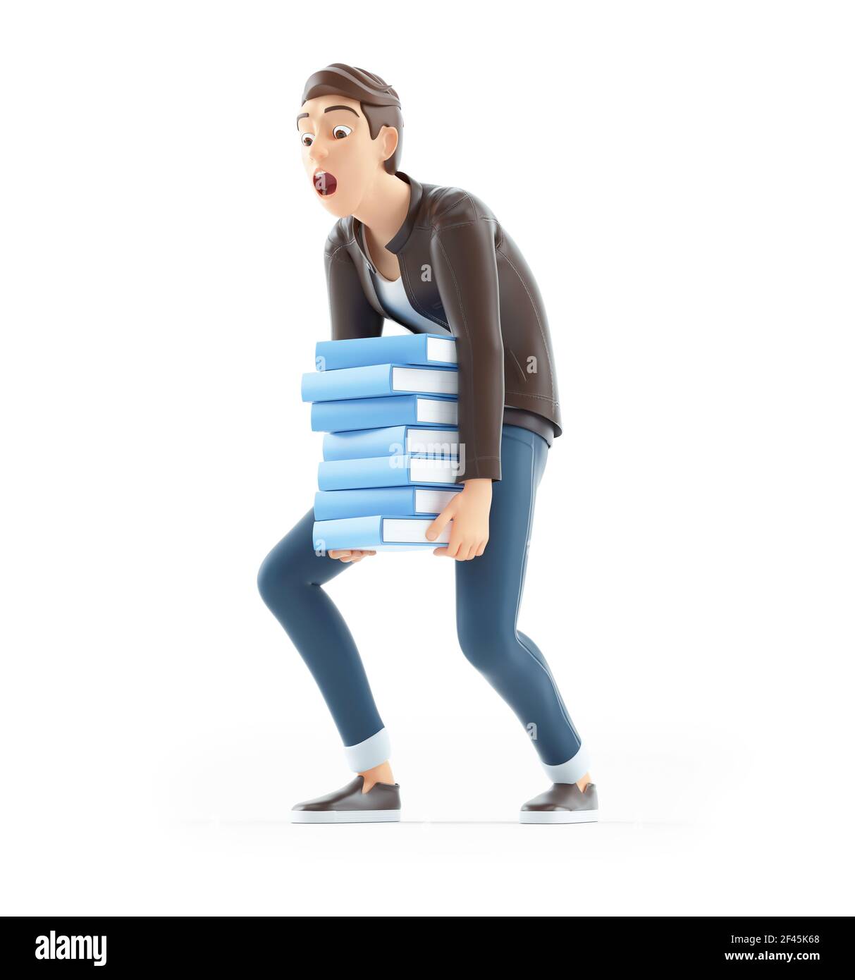 3d cartoon man overworked, illustration isolated on white background ...