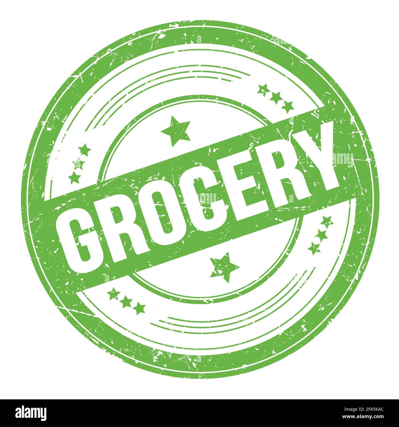 GROCERY text on green round grungy texture stamp Stock Photo - Alamy