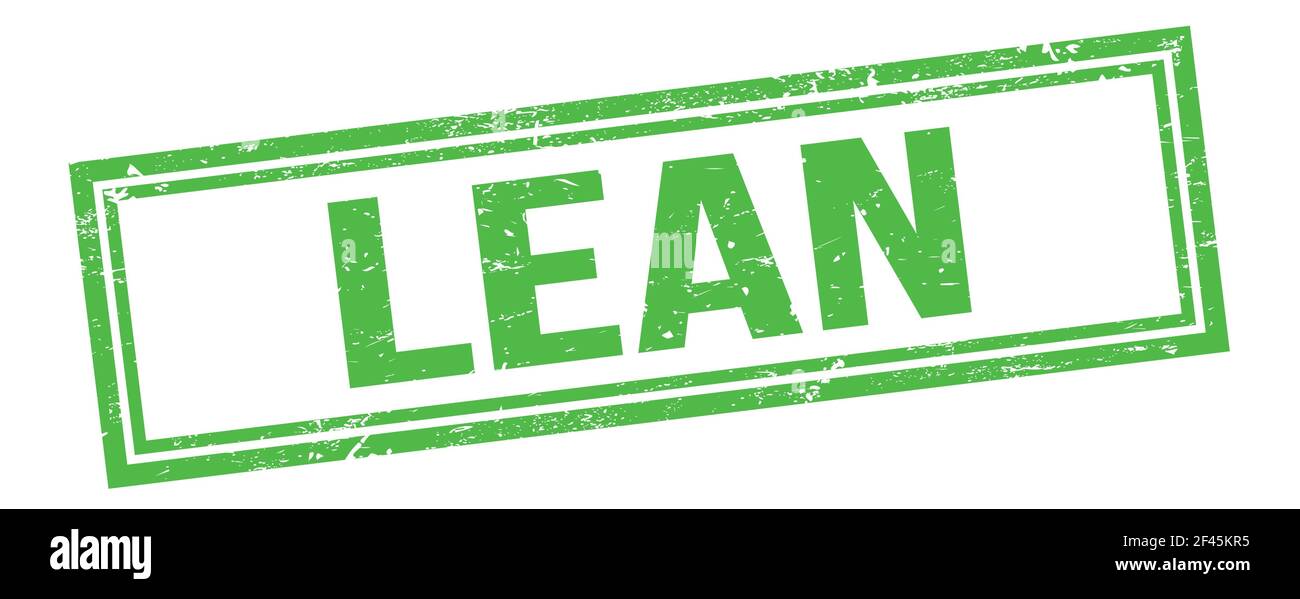 LEAN text on green grungy vintage rectangle stamp Stock Photo - Alamy