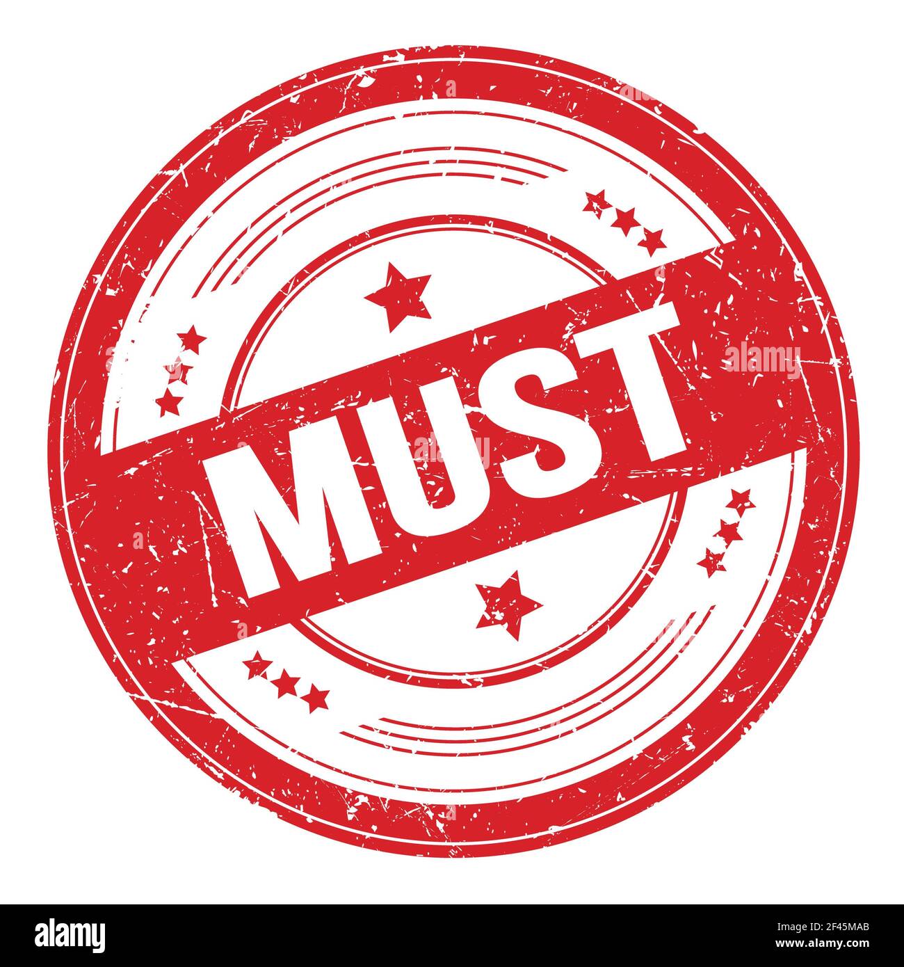 MUST text on red round grungy texture stamp Stock Photo - Alamy