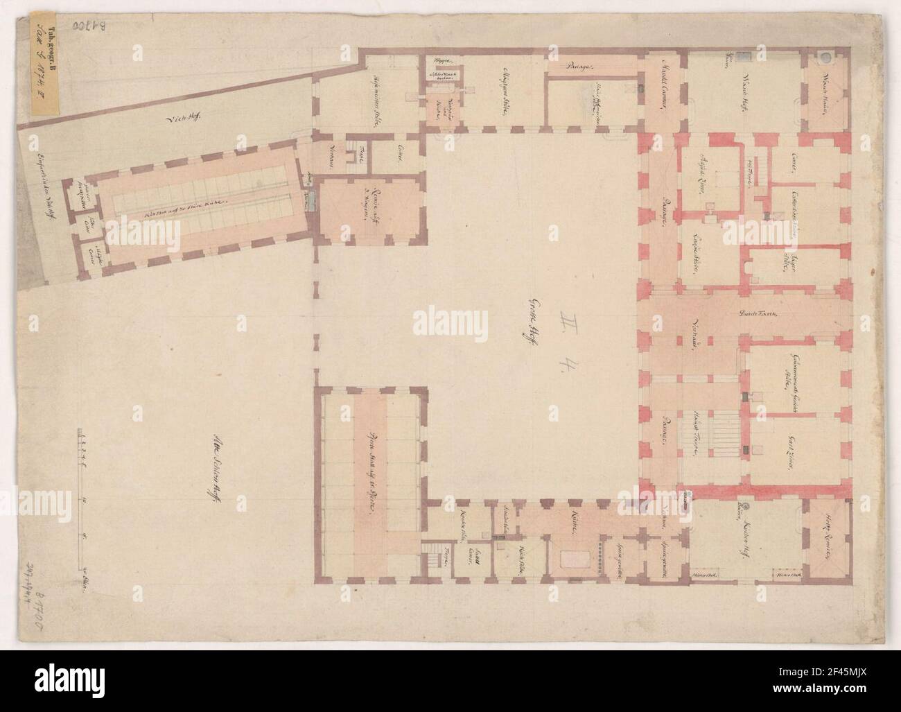 Unknown place, castle, administration building. Design, floor plan ...