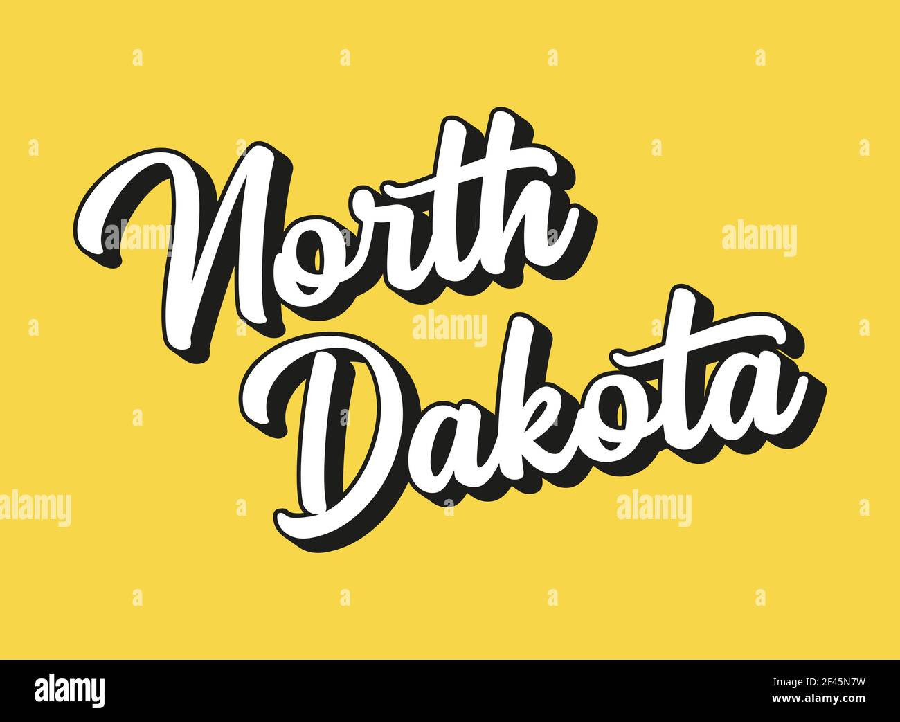 Hand sketched NORTH DAKOTA text. 3D vintage, retro lettering for poster ...
