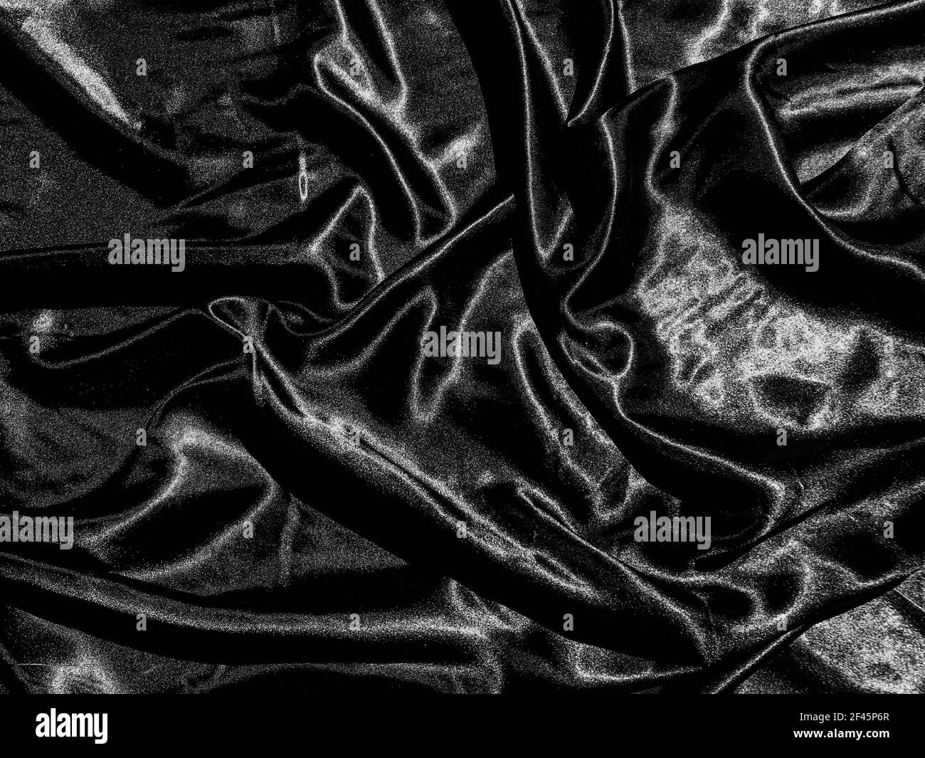 Black cloth or fabric texture background with liquid wave or wavy folds ...