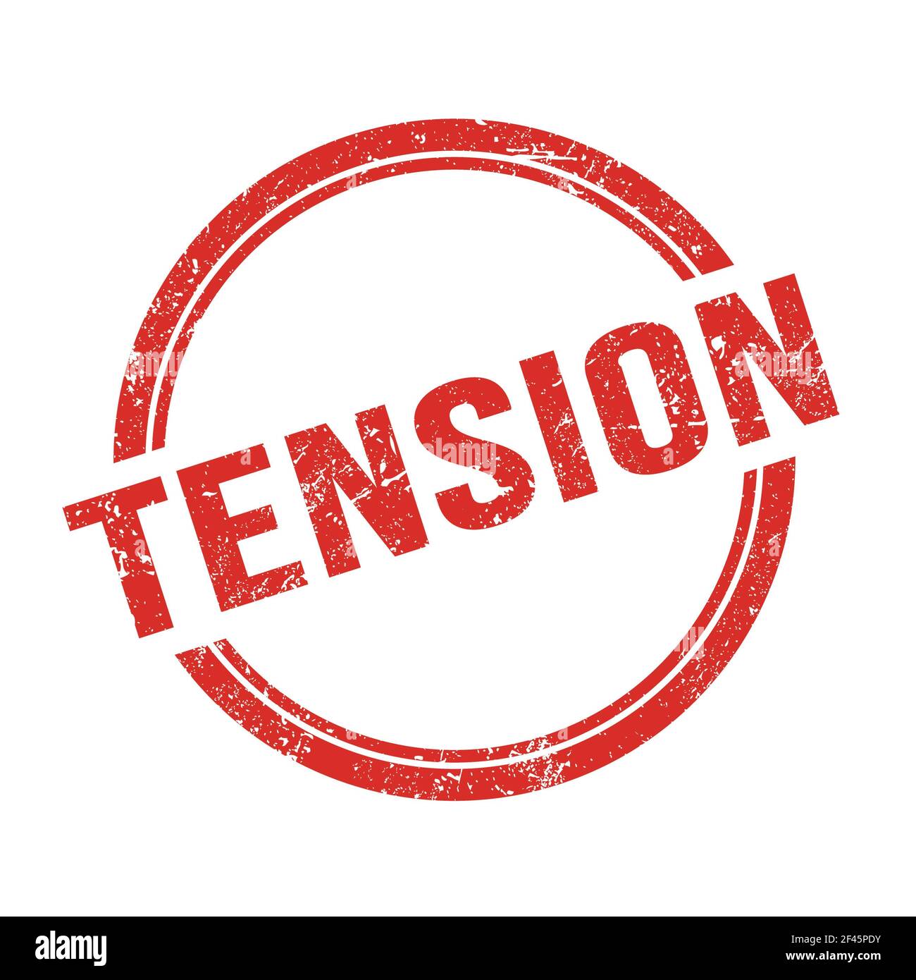 TENSION text written on red grungy vintage round stamp Stock Photo - Alamy