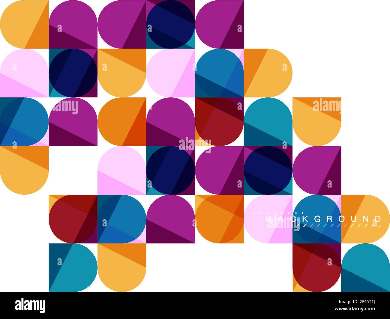 Round square geometric shapes on white, tile mosaic abstract background ...