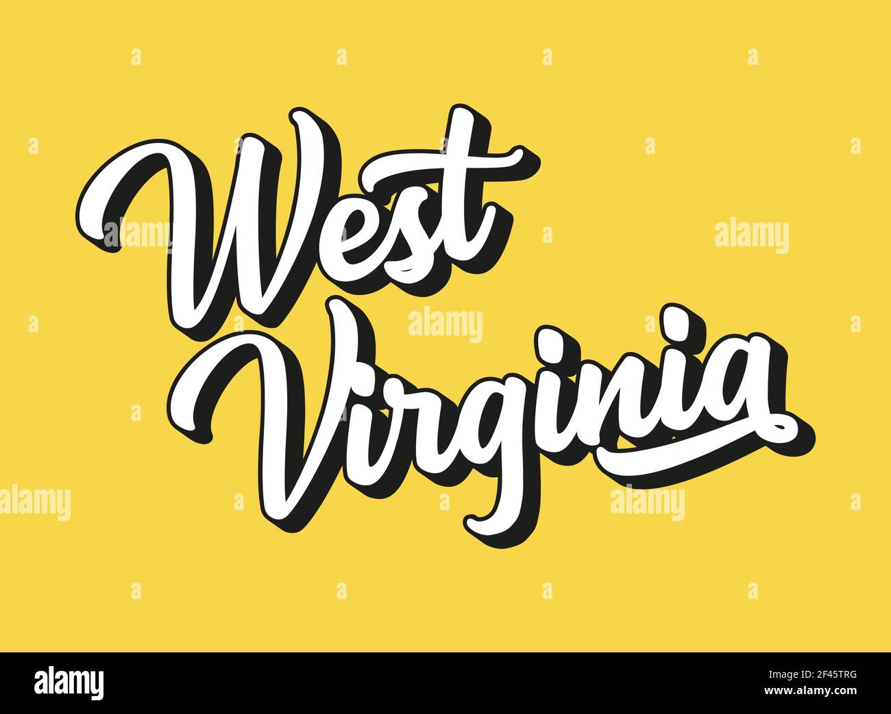 Hand sketched WEST VIRGINIA text. 3D vintage, retro lettering for ...