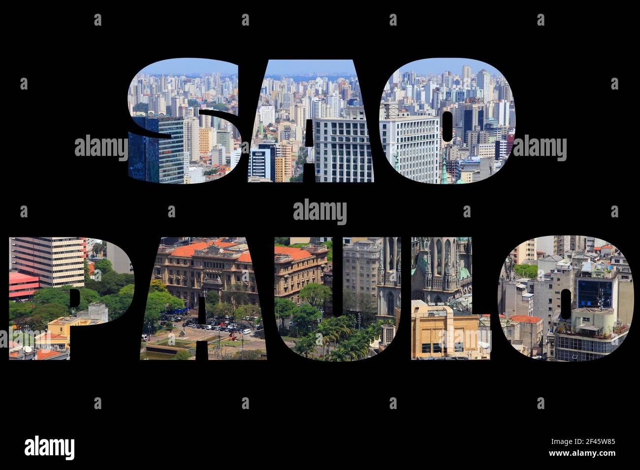 Sao Paulo, Brazil - city name sign isolated against black background ...