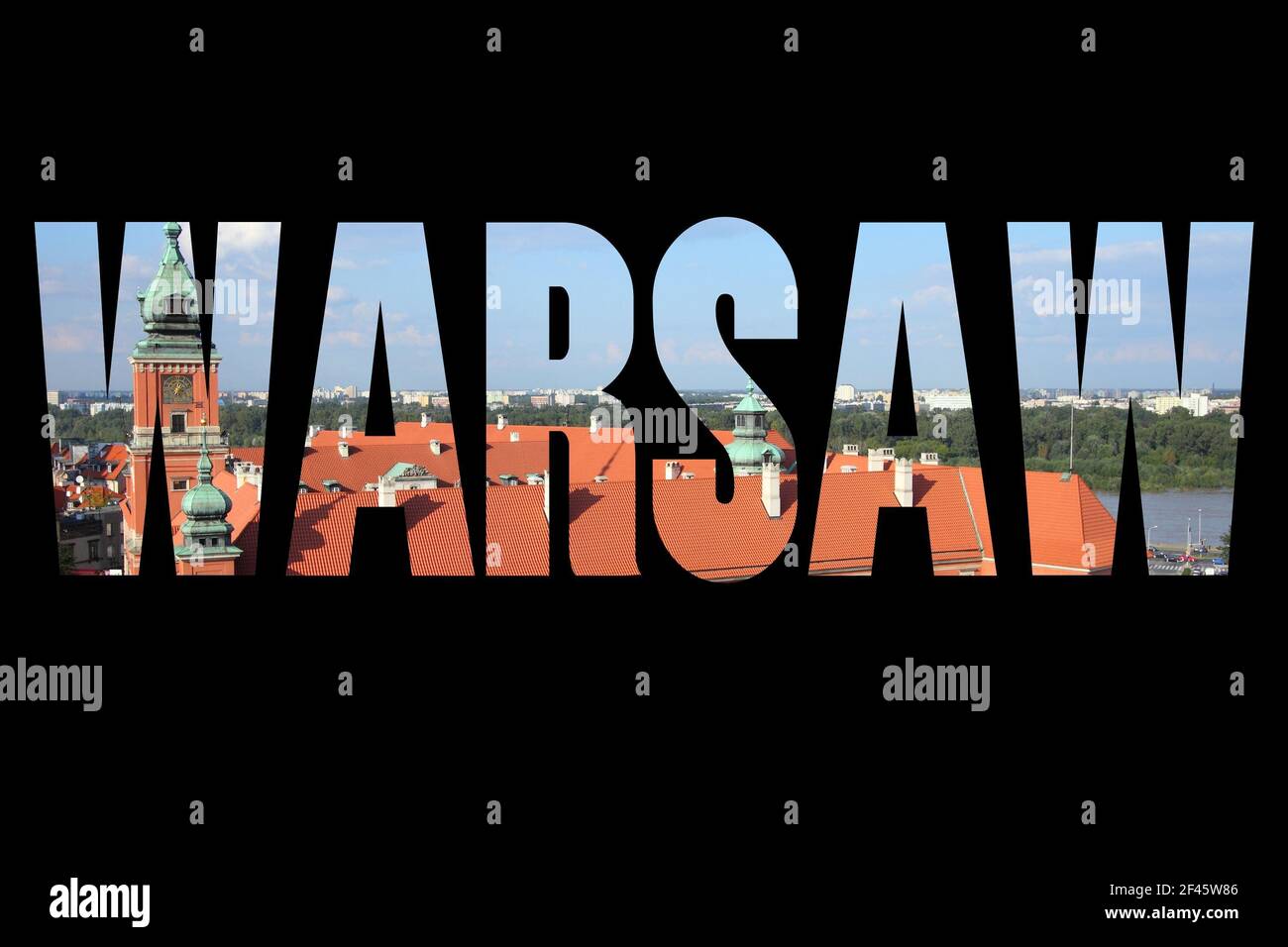 Warsaw, Poland - city name sign with photo in background. Isolated on ...