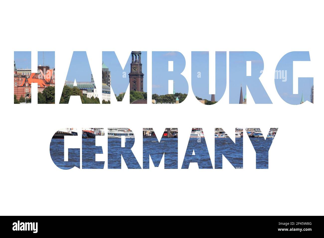 Hamburg, Germany - city name sign with photo in background. Isolated on ...