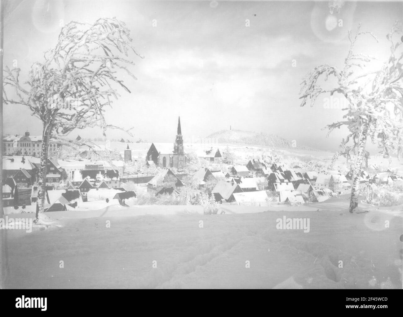 Altenberg (Erzgebirge). View from the slope below the Raupennest with ...