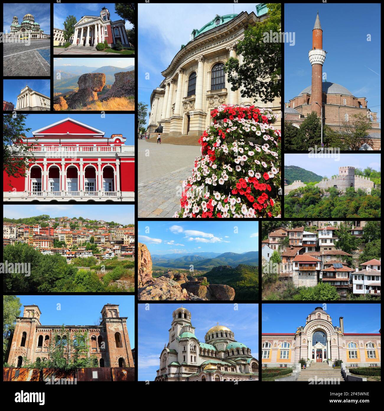 Bulgaria country photo collage. Travel photos set with Sofia, Ruse ...