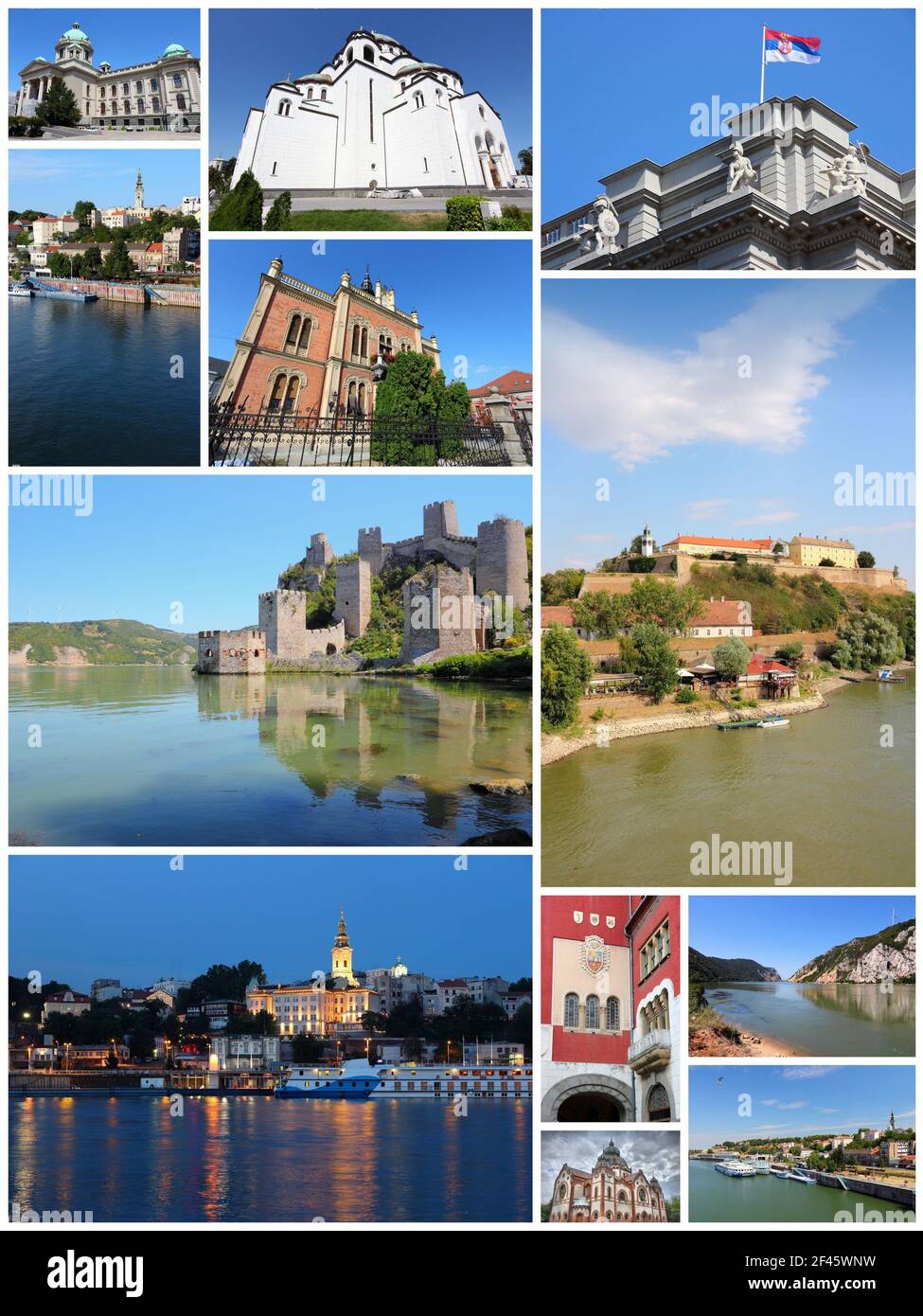 Serbia country photo collage. Travel photos set with Belgrade (capital ...