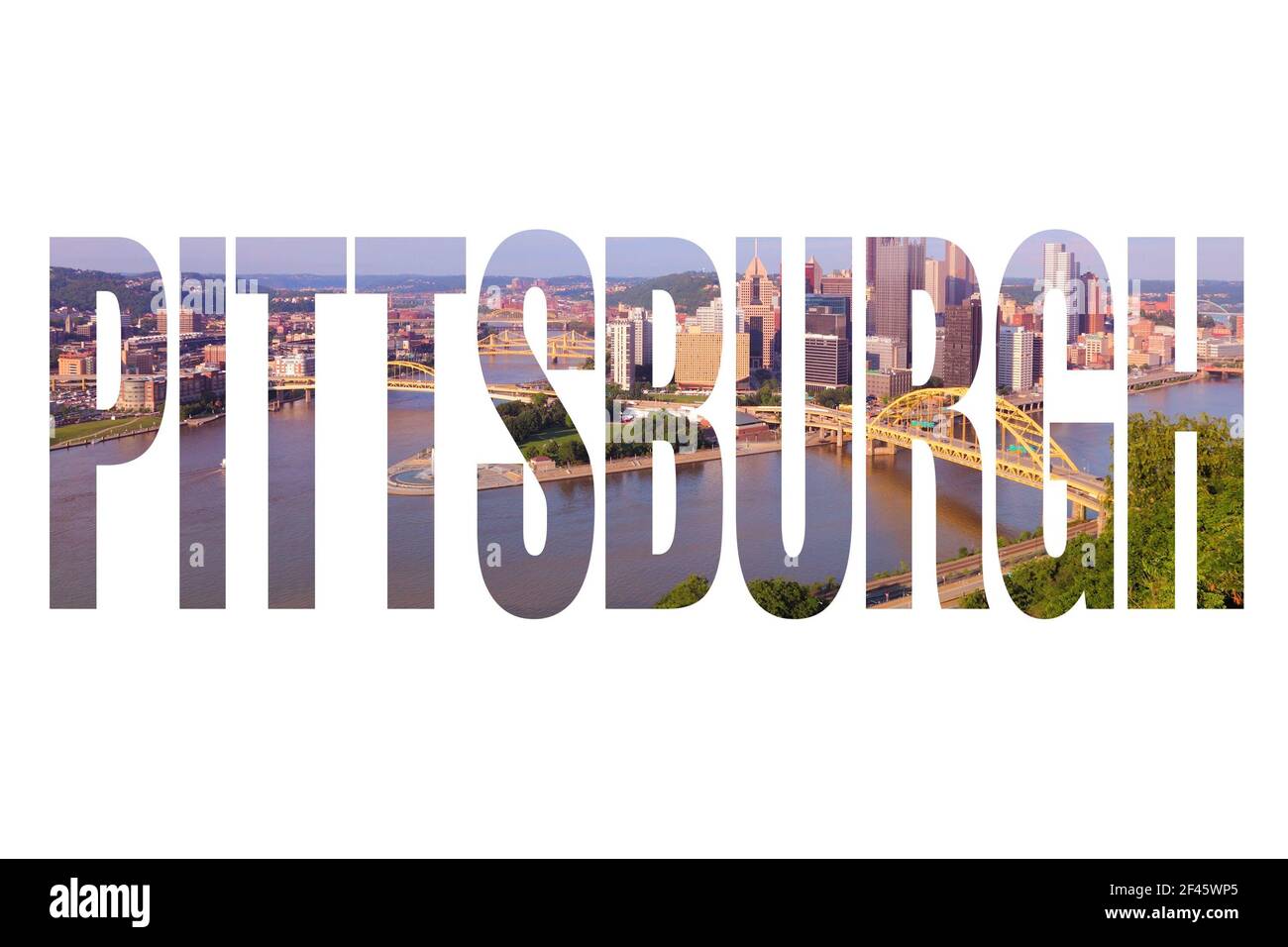 Pittsburgh, USA - city name text with photo in background Stock Photo ...