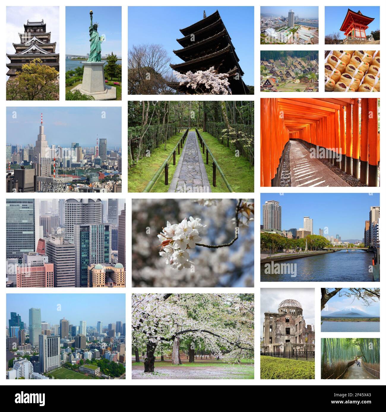 Japan travel photo collage. It includes major landmarks like Tokyo ...