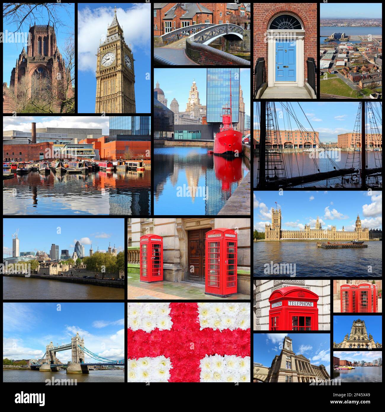 England, United Kingdom places photo collage. Collage includes major ...