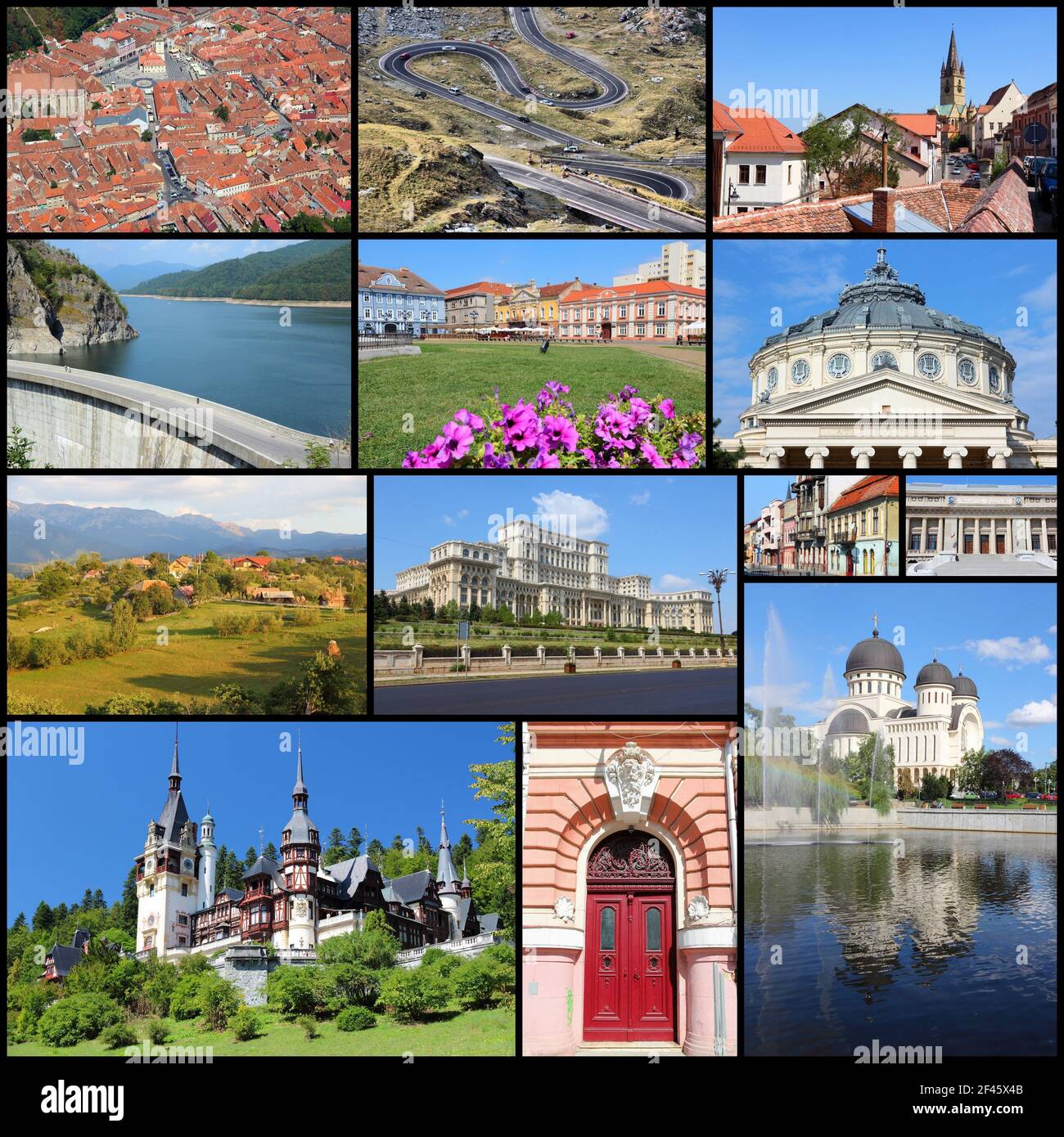 Romania country photo collage. Travel photos set with Bucharest ...