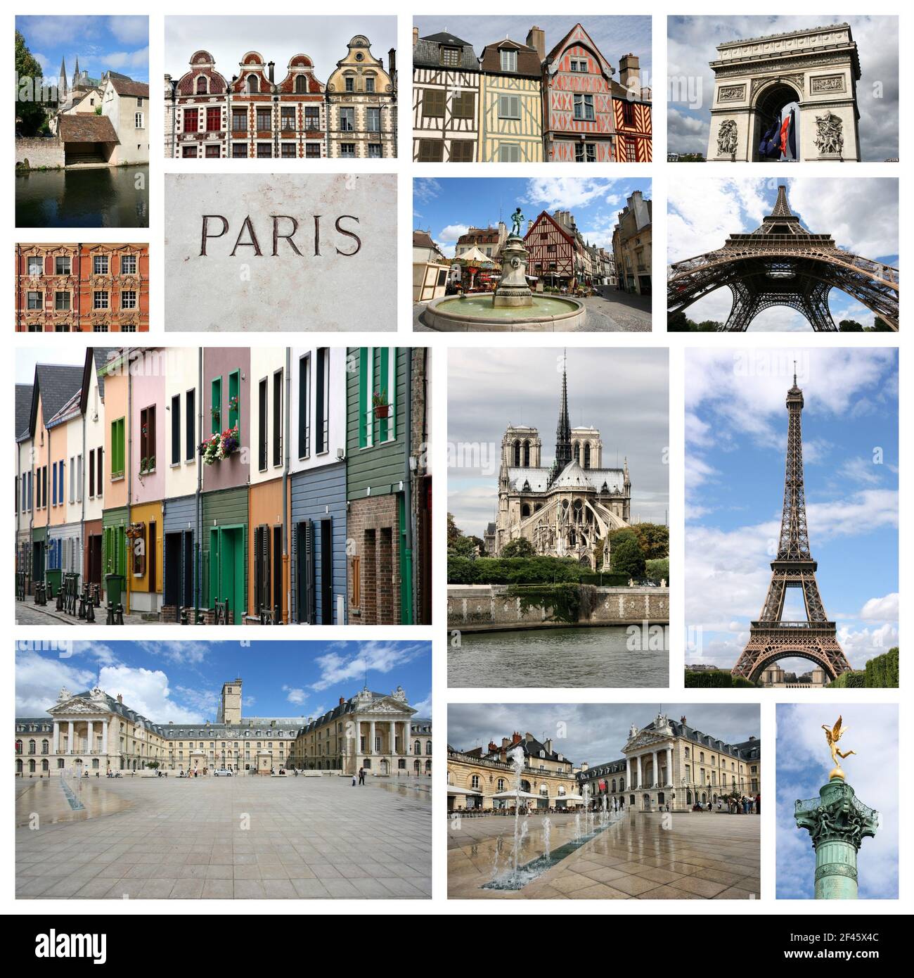 Travel collage from France. Collage includes famous places like Paris ...