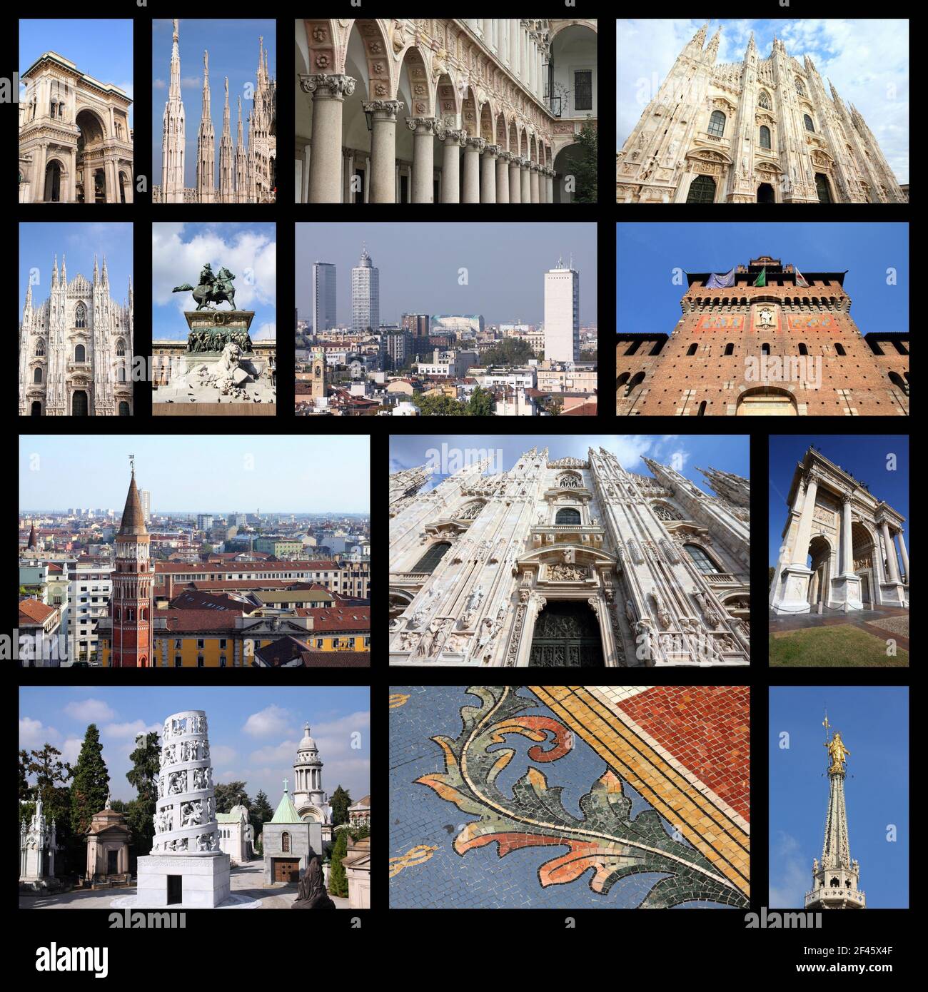 Photo collage from Milan, Italy. Collage includes major landmarks like ...