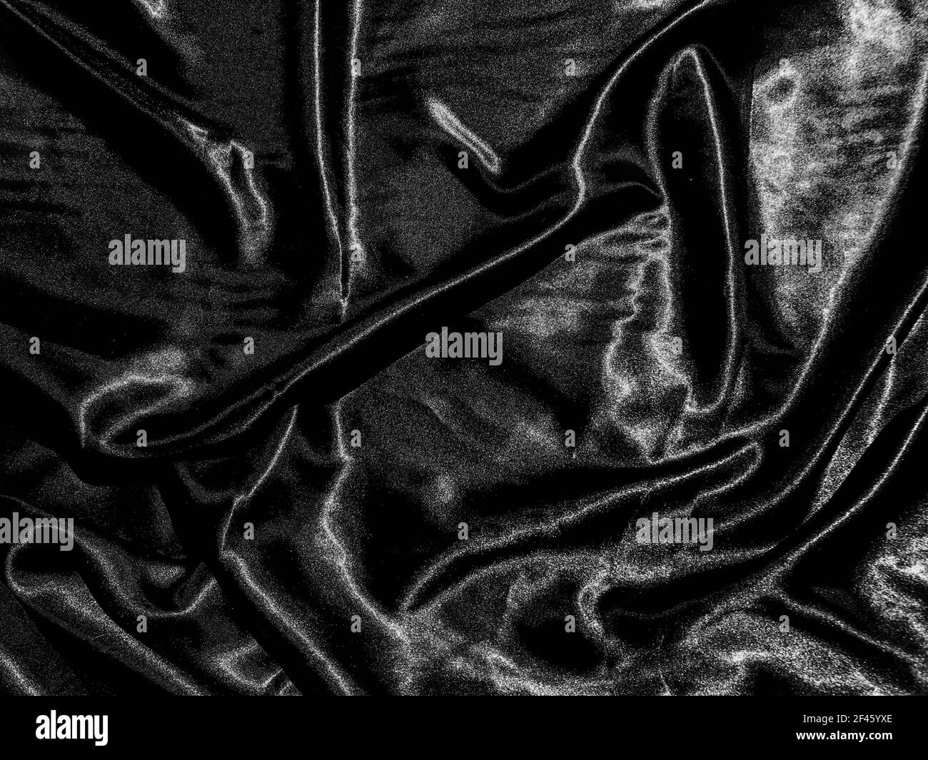 Black cloth or fabric texture background with liquid wave or wavy folds ...