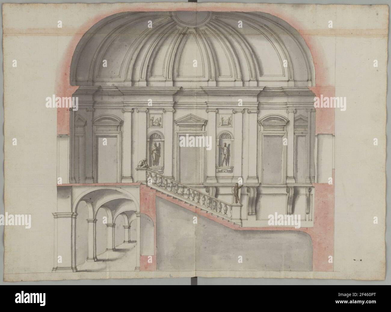 Staircase with triangular stairs, longitudinal section Stock Photo - Alamy