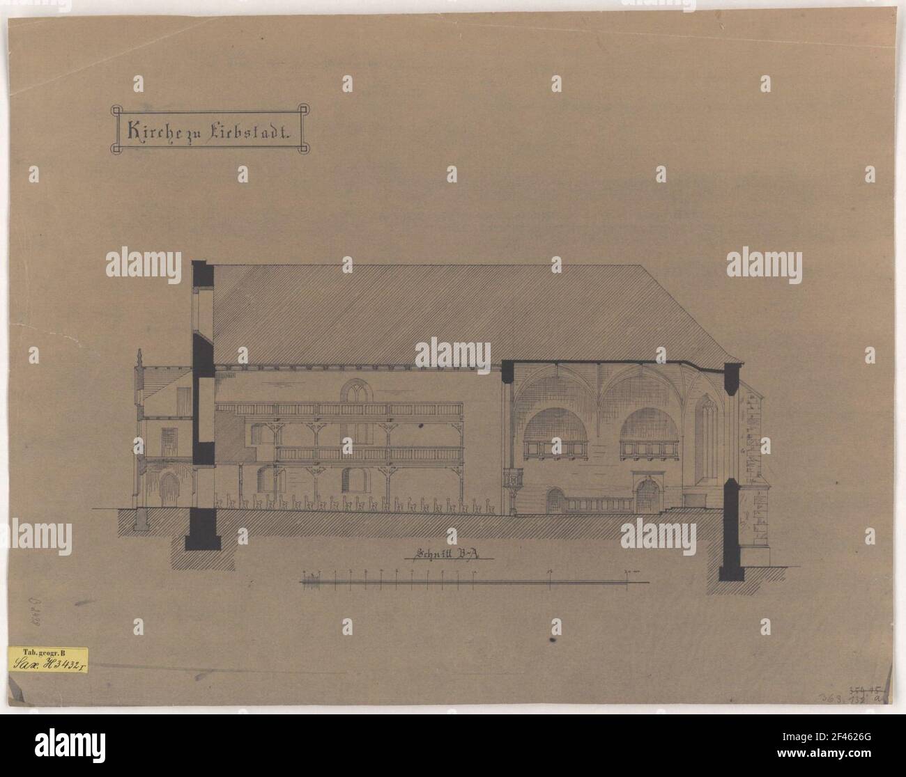 Liebstadt, city church, longitudinal section Stock Photo - Alamy