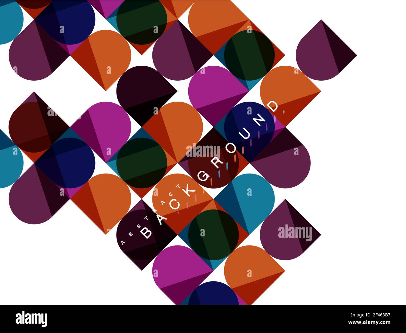 Round square geometric shapes on white, tile mosaic abstract background ...