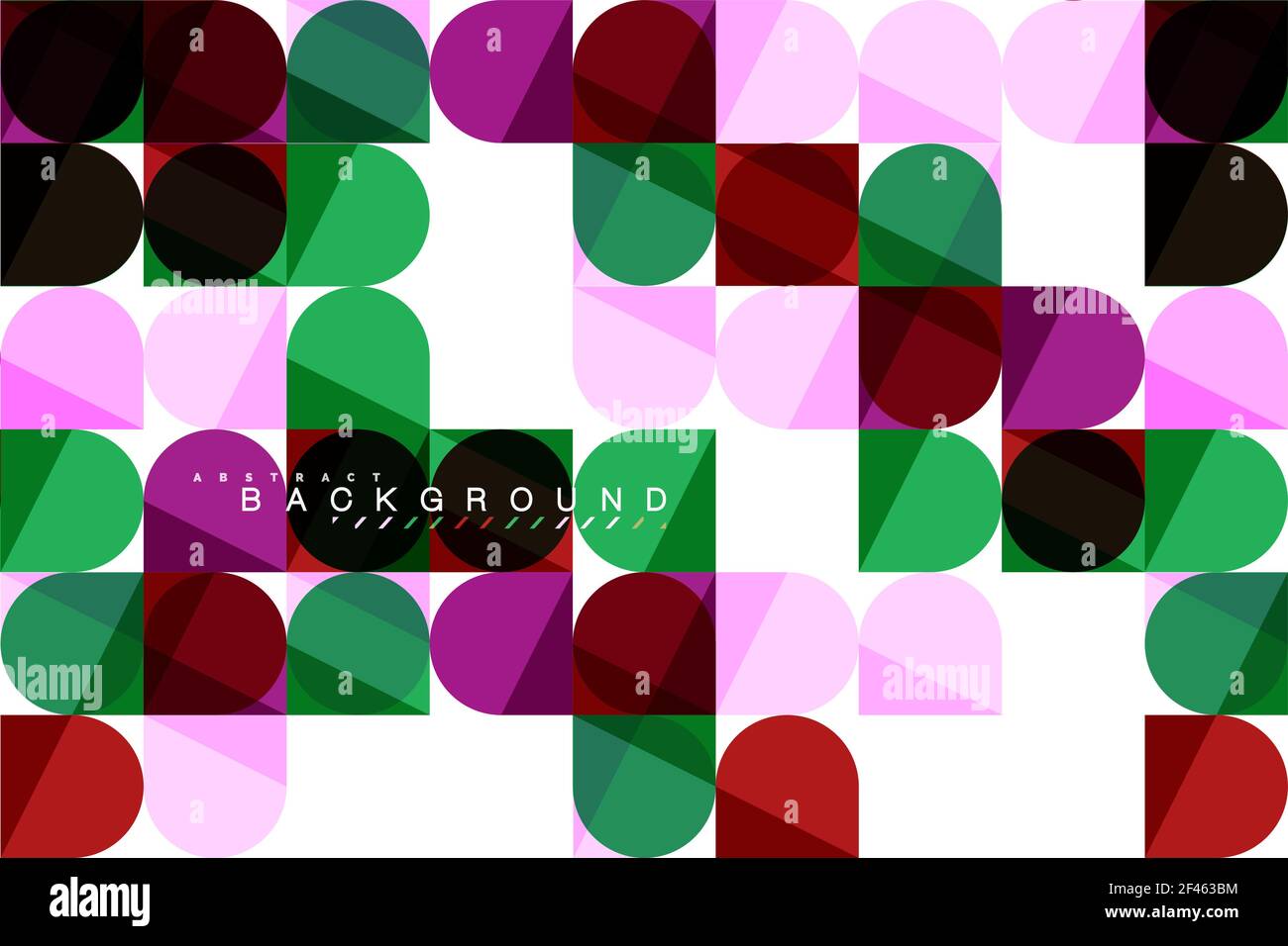 Round square geometric shapes on white, tile mosaic abstract background ...