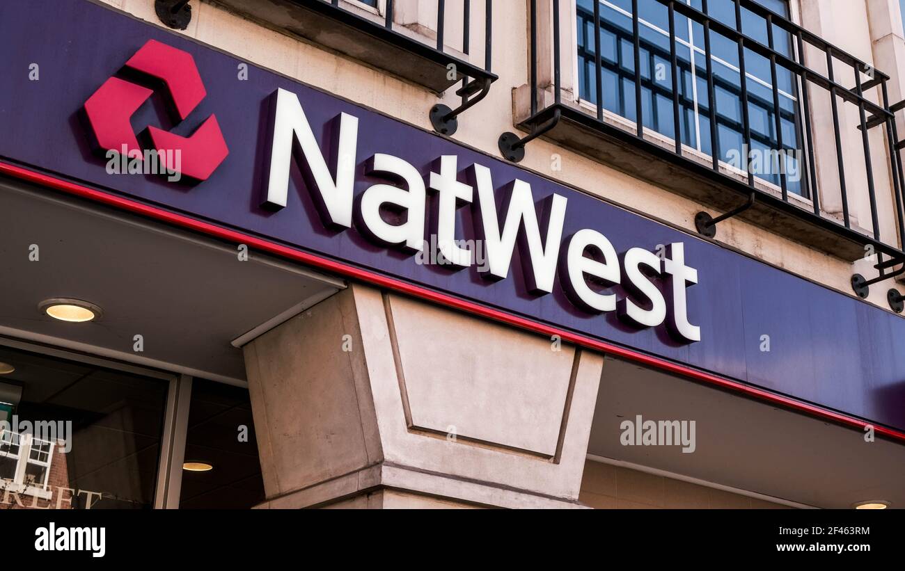 London UK, March 19 2021, Close Up Of The NatWest National Westminster ...