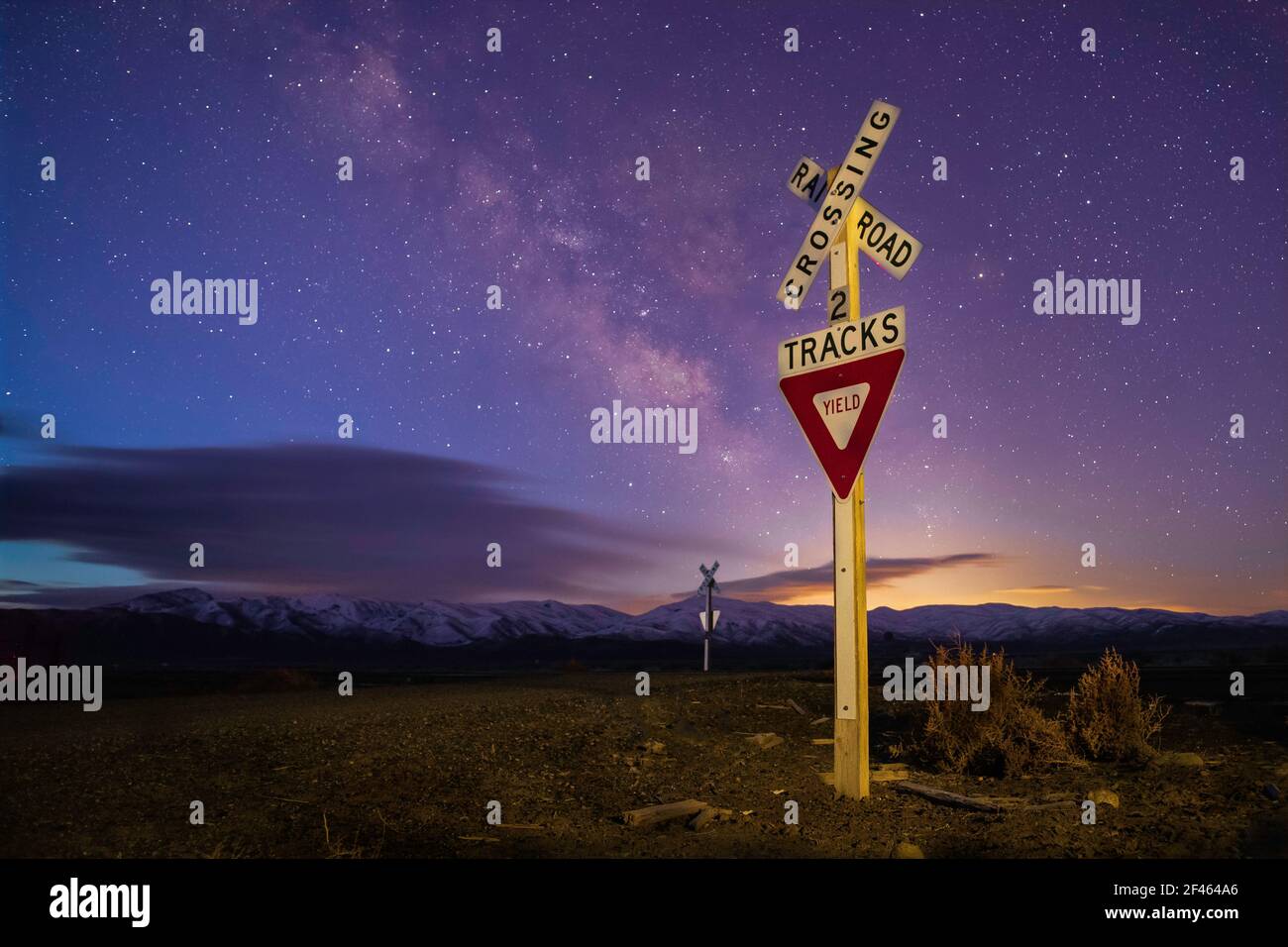 Night Railroad Crossing Desert