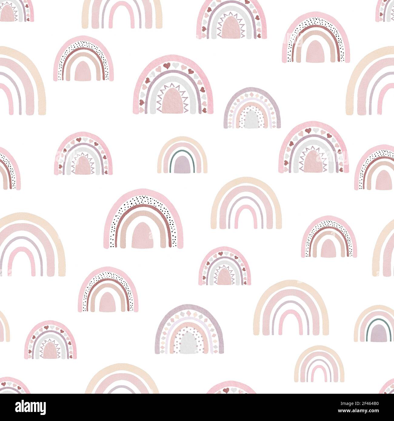 Boho rainbow watercolor clipart. Seamless pattern digital paper. Hand ...