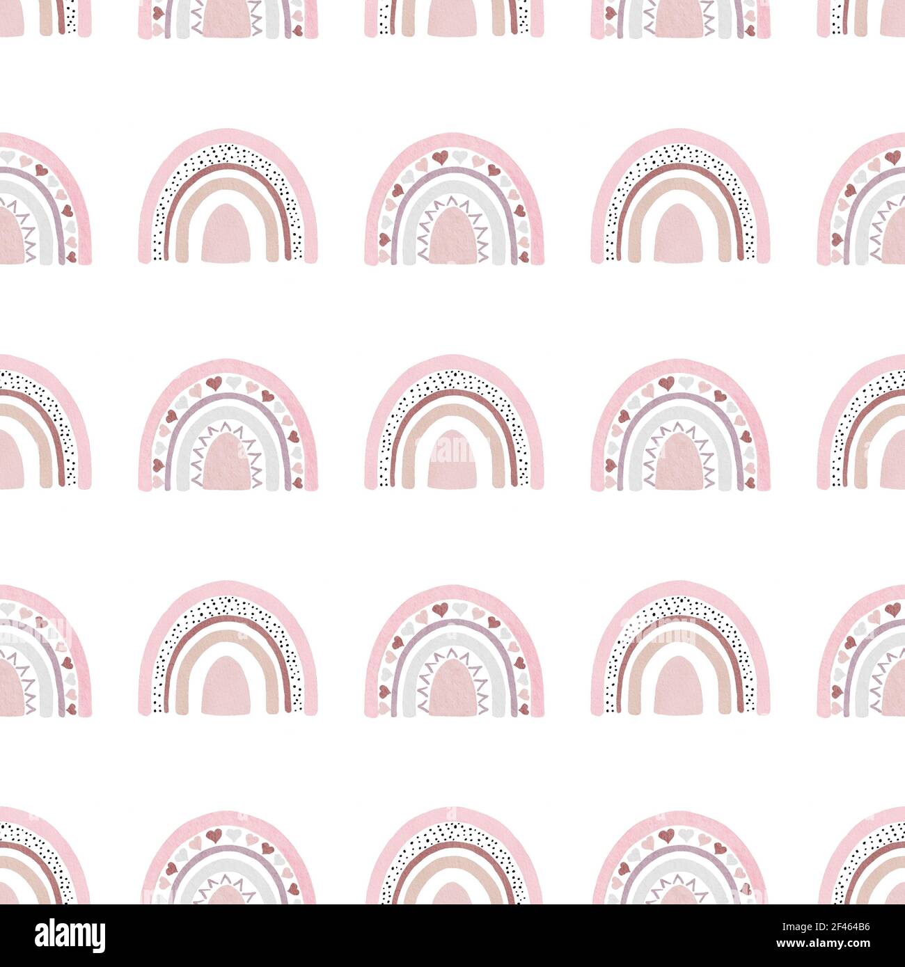 Scandinavian boho rainbow watercolor digital paper. Seamless pattern ...
