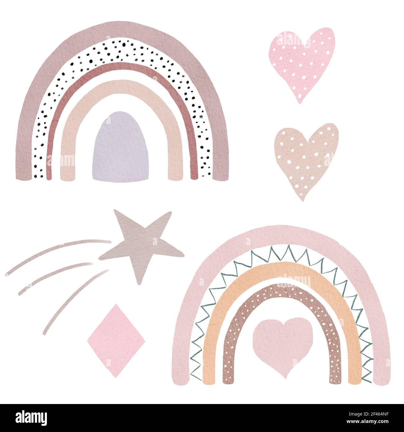 Boho rainbow watercolor clipart set for baby shower, nursery wallpaper ...