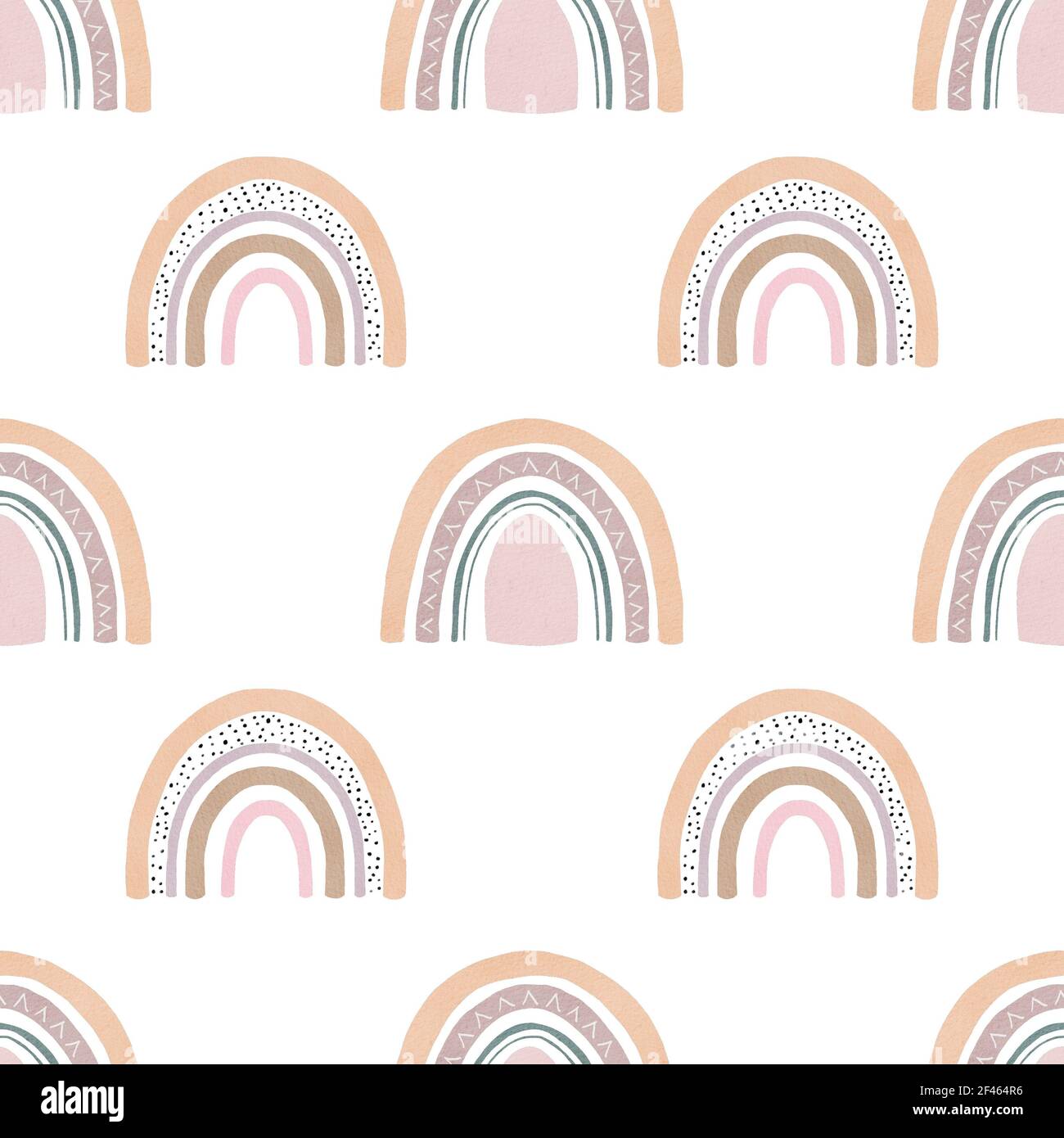 Scandinavian boho rainbow digital paper. Seamless pattern watercolor ...
