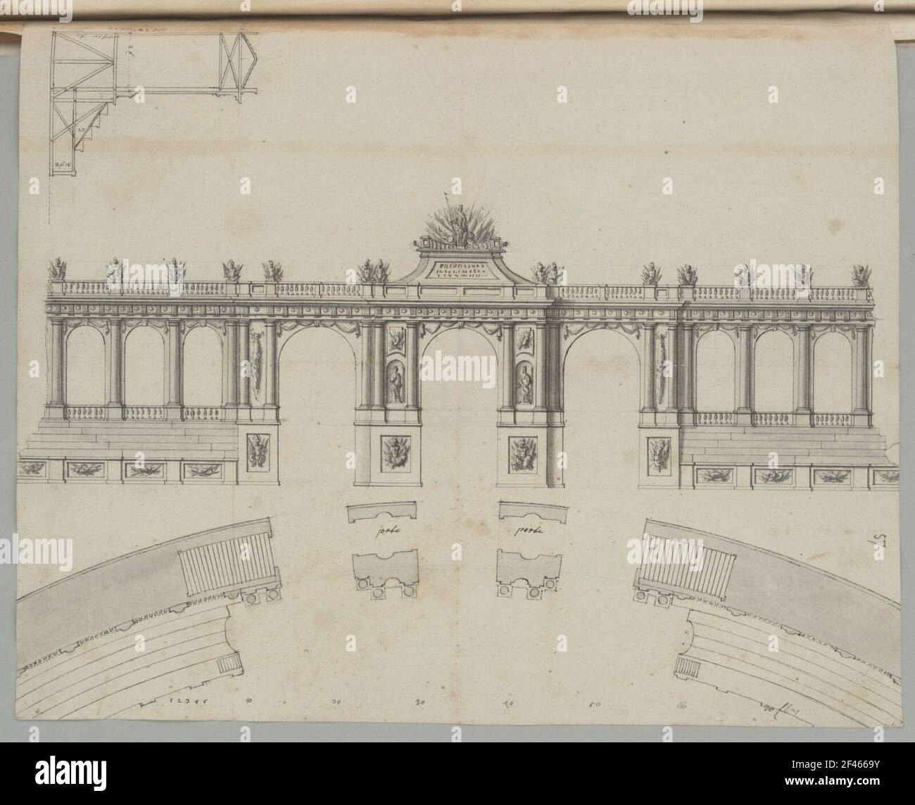 Rome, amphitheater, elevation, floor plan and cut Stock Photo - Alamy