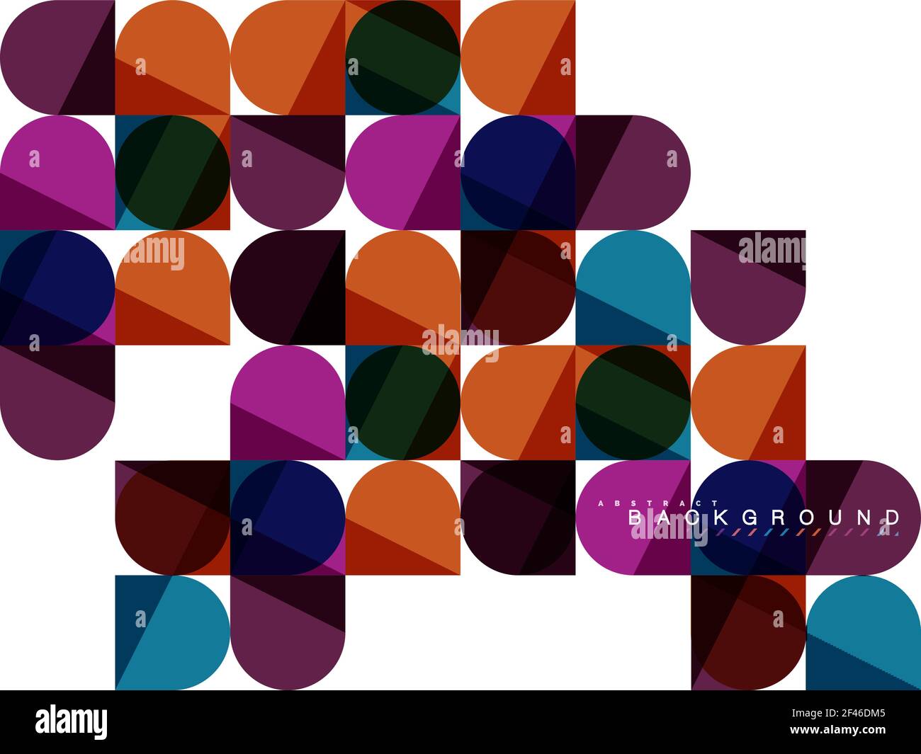 Round square geometric shapes on white, tile mosaic abstract background ...