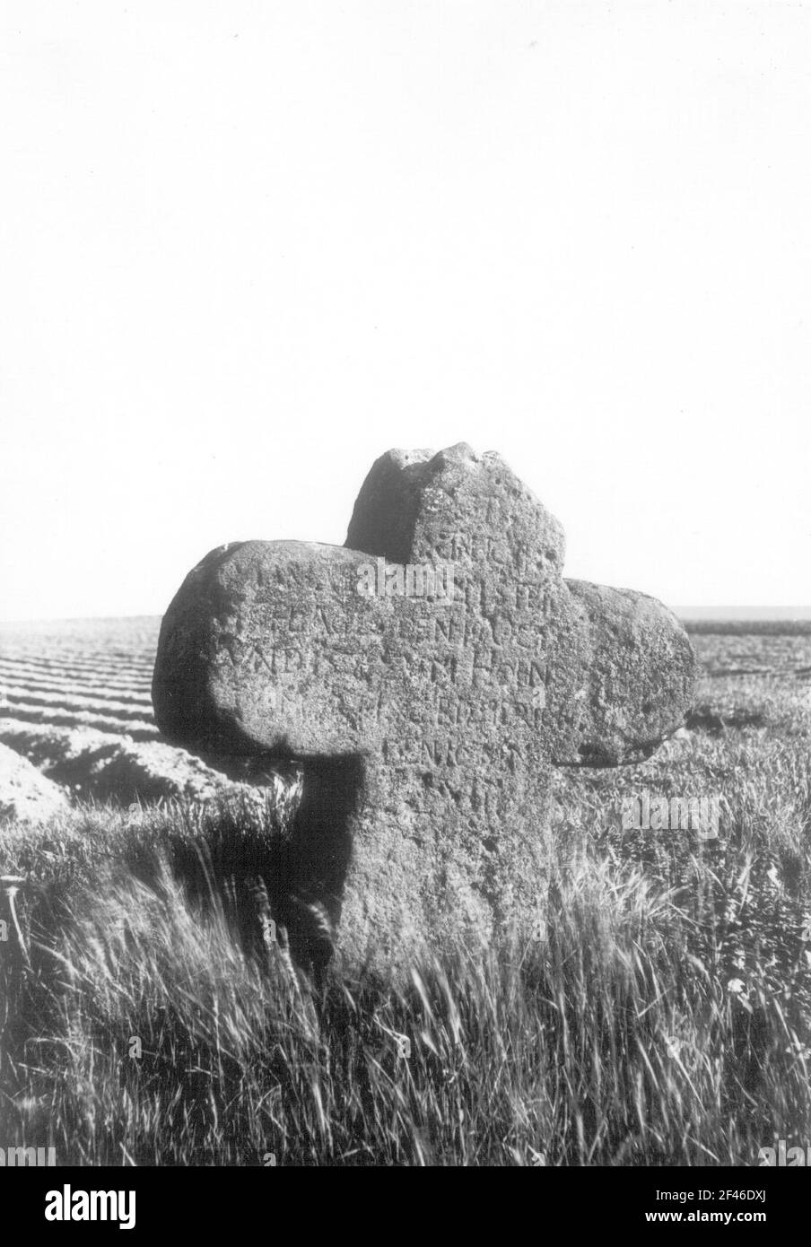 Historic cemetery stone crosses Black and White Stock Photos & Images ...