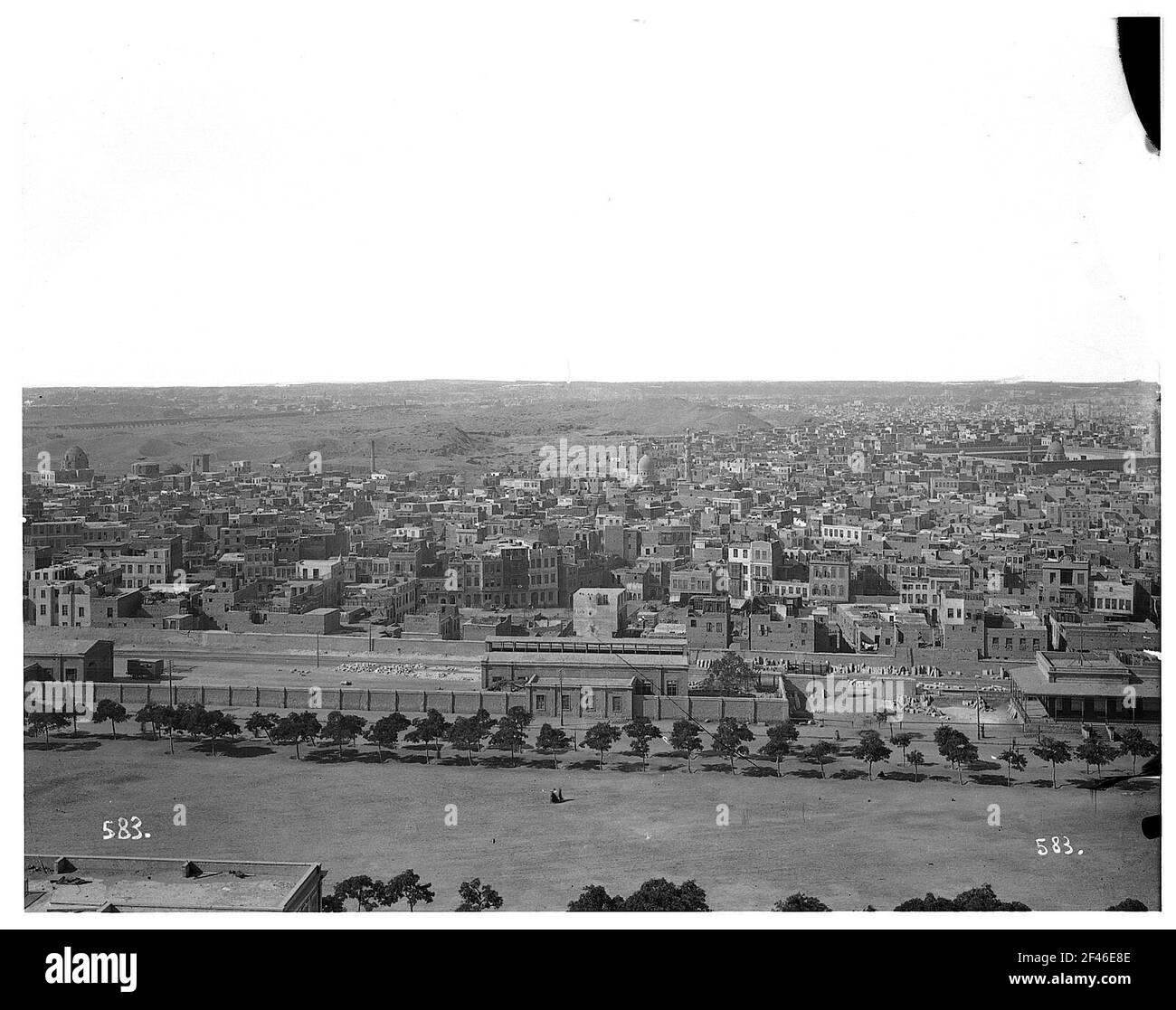 Cairo (Egypt). View over the roofs of the city with mosques and domes ...