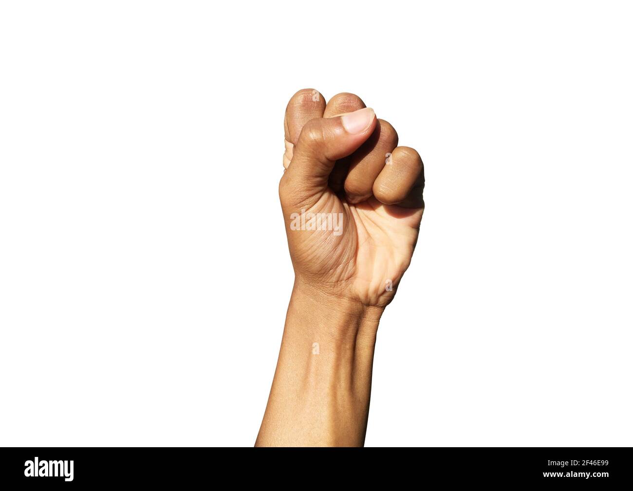 Raised fist of success and winning something like a business isolated ...