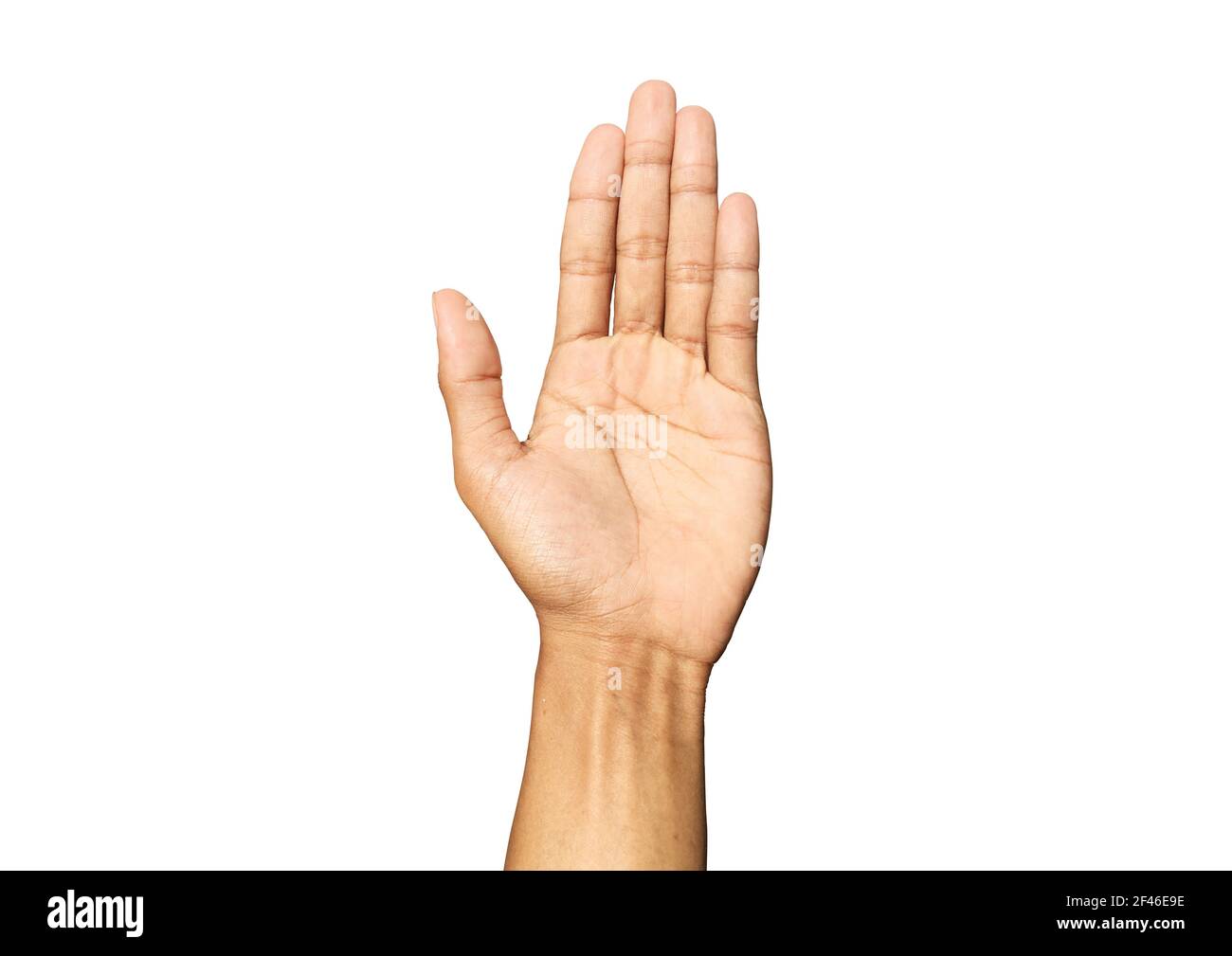 Young man hand showing refusal gesture isolated on white background ...