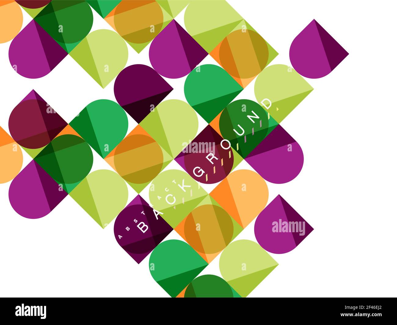 Round square geometric shapes on white, tile mosaic abstract background ...