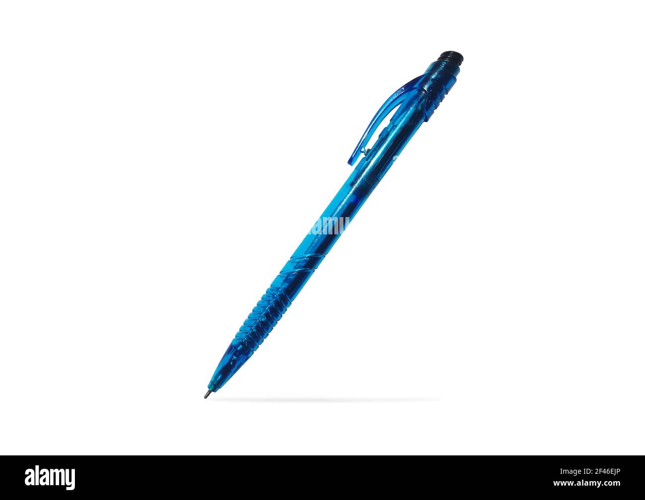 Beautiful blue ballpoint pen isolated on white background with clipping ...