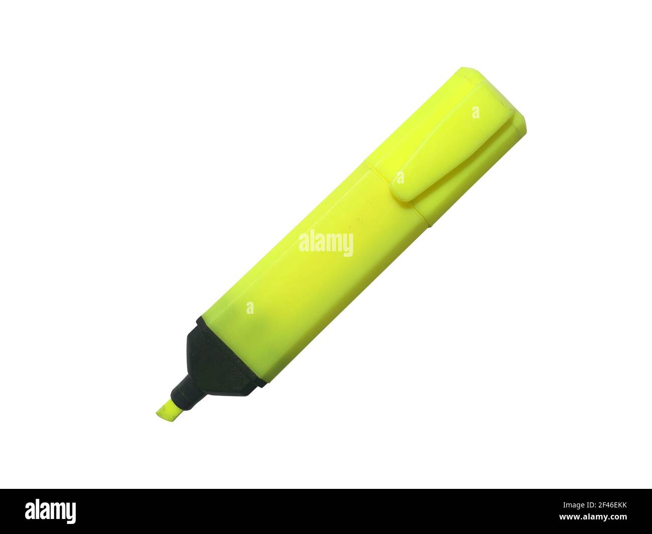 Front view of yellow highlight pen isolated on white background with ...